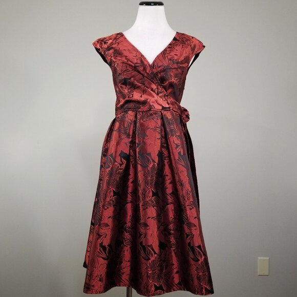 eshakti | Dresses | Eshakti Custom Sm Fit Flare Red Black Floral Retro ...